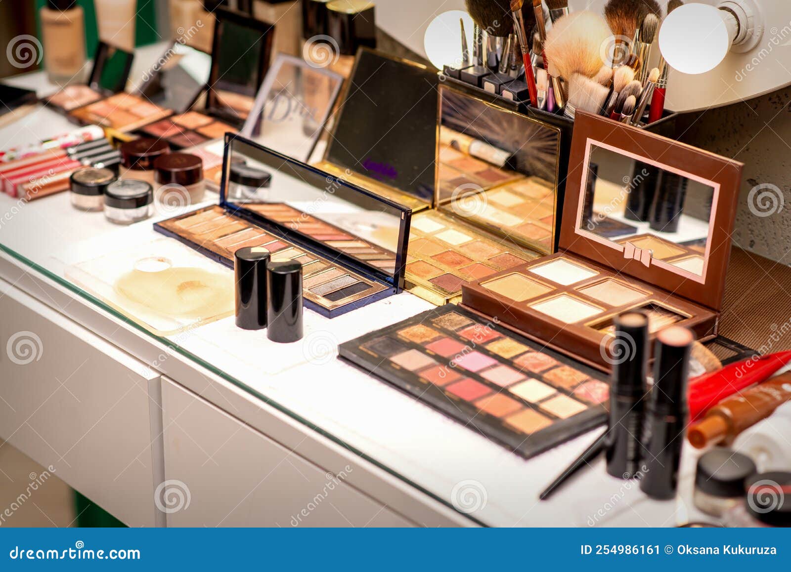 Set of Decorative Cosmetics on the Table in a Beauty Salon. Stock Image ...