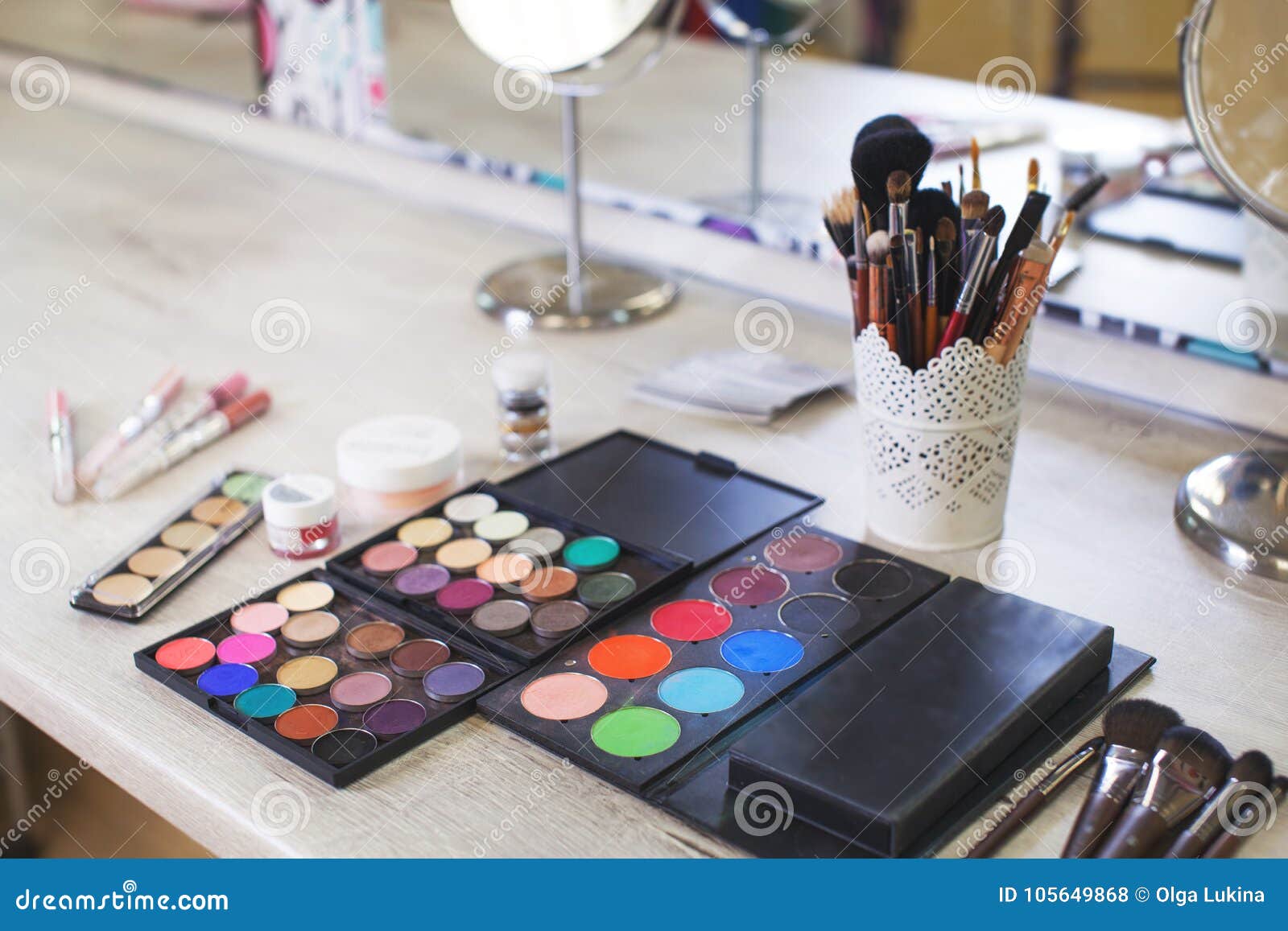 Professional Makeup Brushes and Tools. Set of Decorative Cosmetics and ...