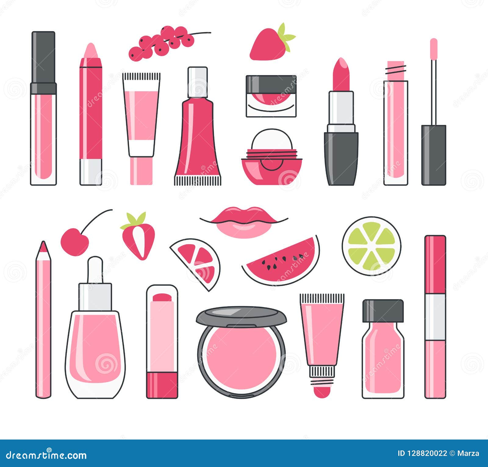 Set of Decorative Cosmetics Stock Vector - Illustration of fashion ...