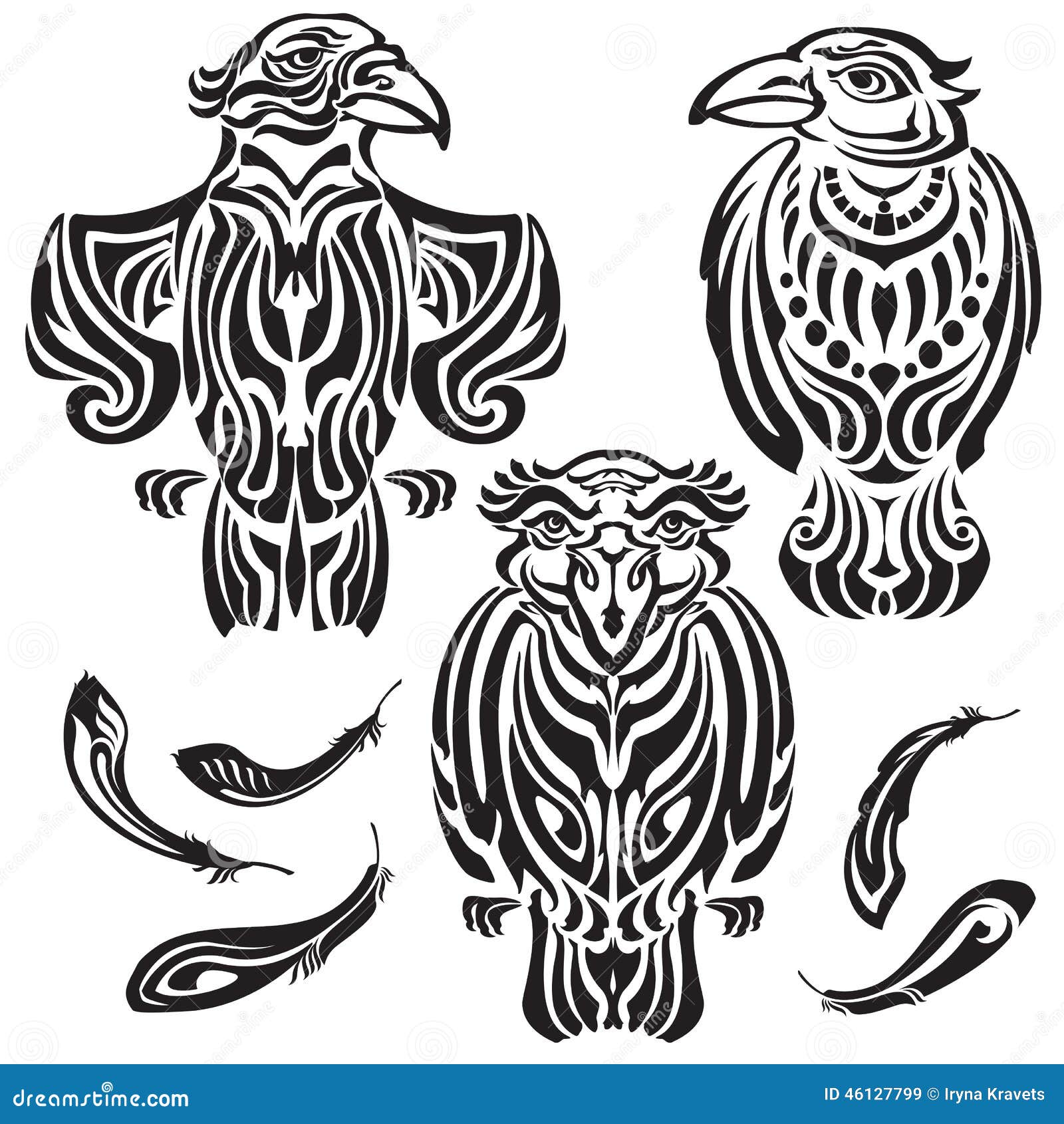 Set of decorative crow stock vector. Illustration of dark - 46127799