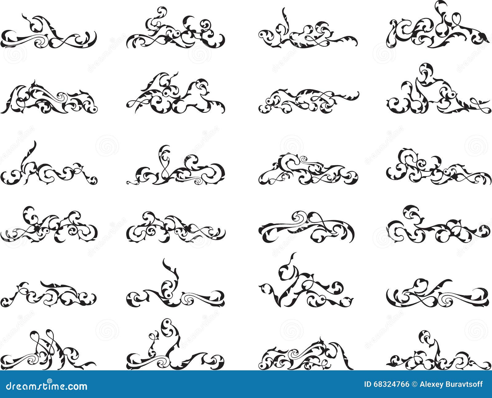 The Set of Decorative Design Elements Stock Vector - Illustration of ...