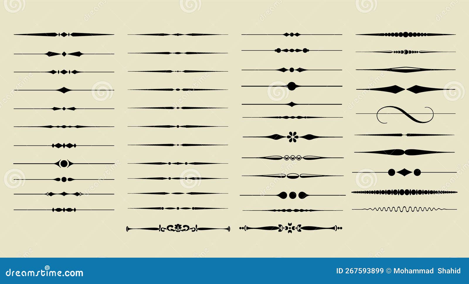 Set of Decorative Divider Elements. Border Flourish Collection. Vector. Stock Vector ...