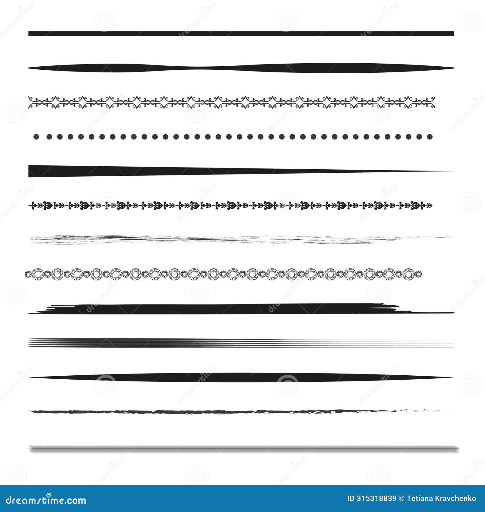 Set Of Decorative Dividers. Assorted Line Borders And Text Separators ...