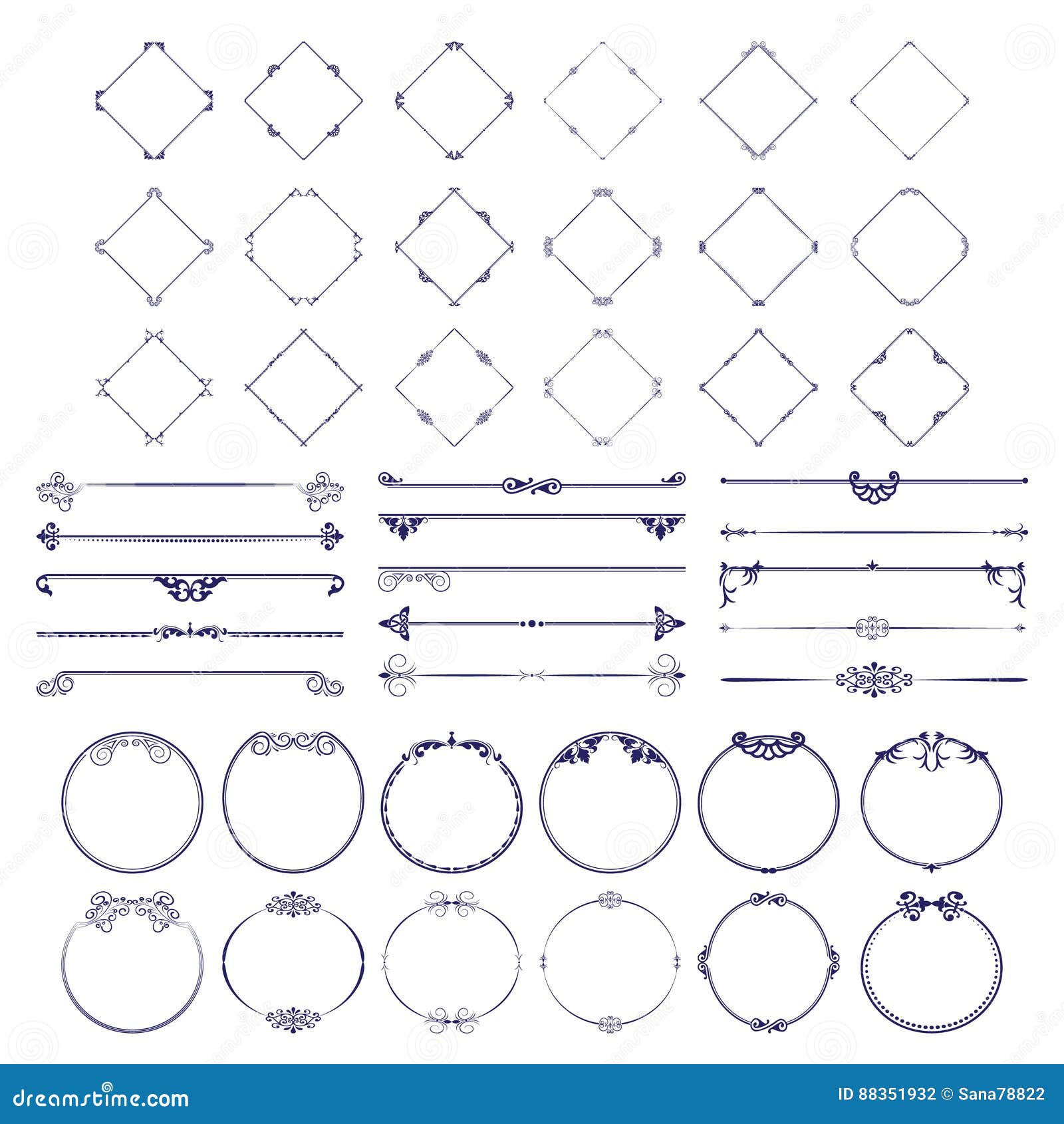 A Set of Decorative Dividers and Frames of Different Shapes for ...