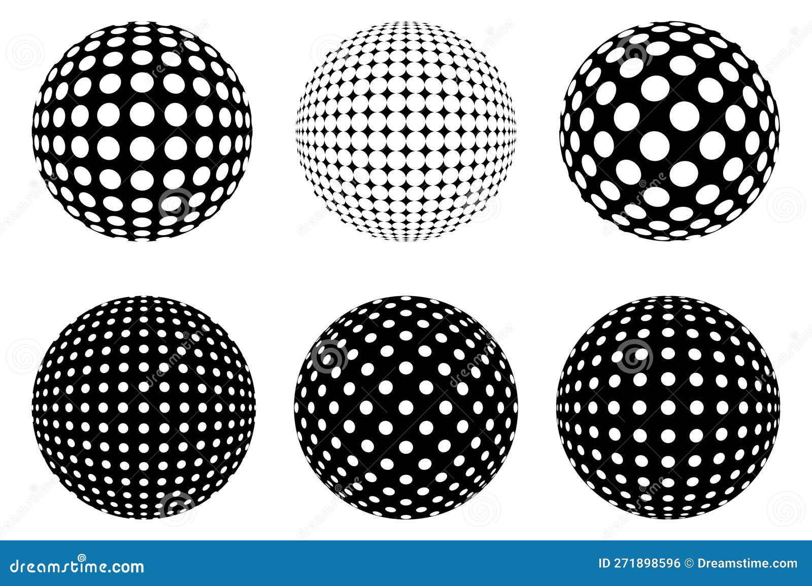 Set of Decorative Dotted Spheres Isolated. 3D Style Abstract Balls with ...