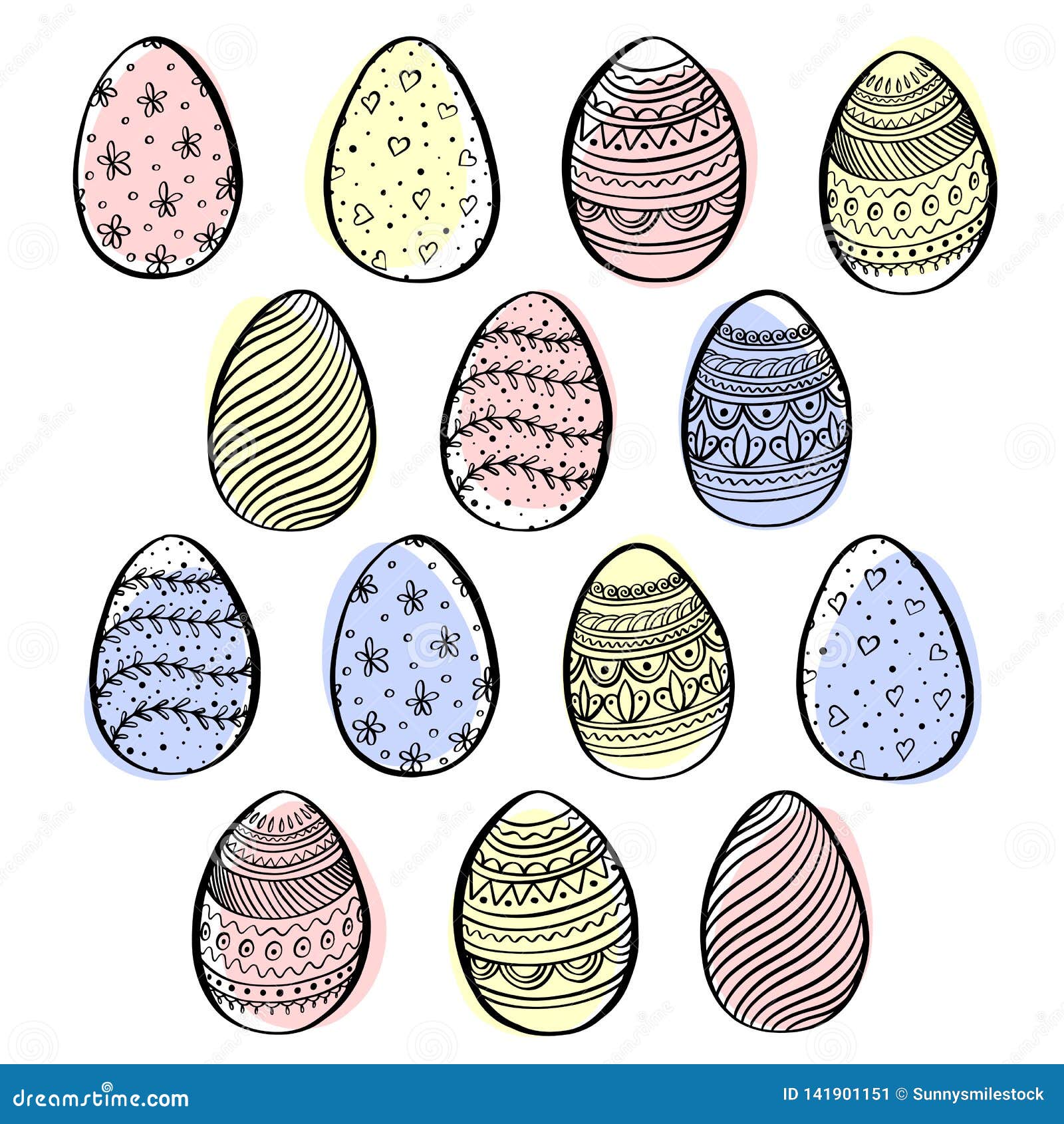 Set of Decorative Easter Eggs with Pattern. Vector. Stock Vector - Illustration of design, gift ...