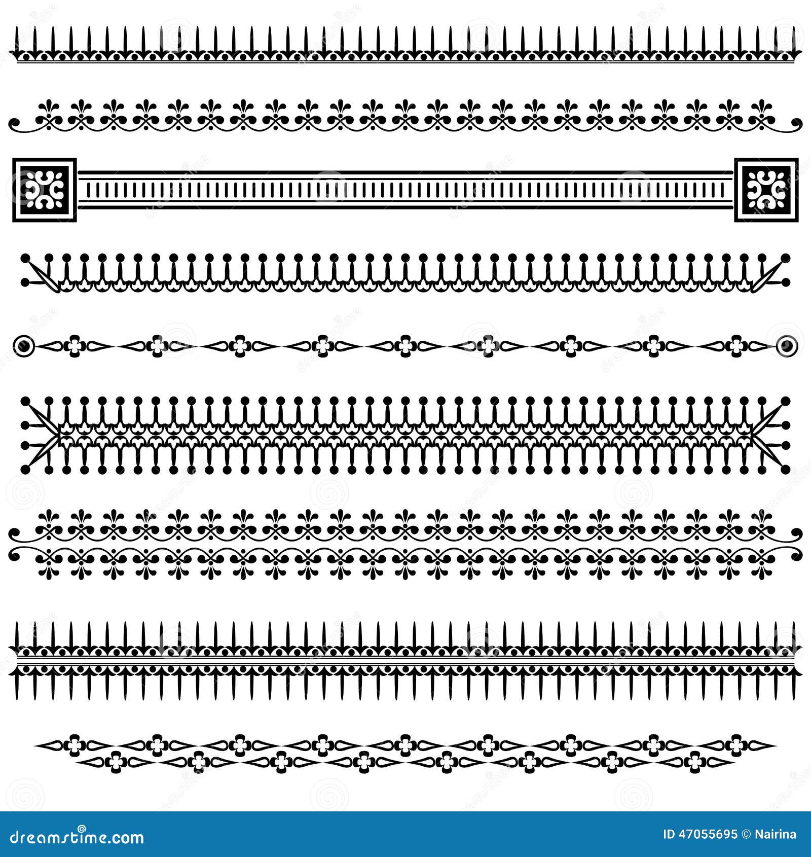 Set Decorative Elements Border Pattern Stock Vector - Illustration of ...