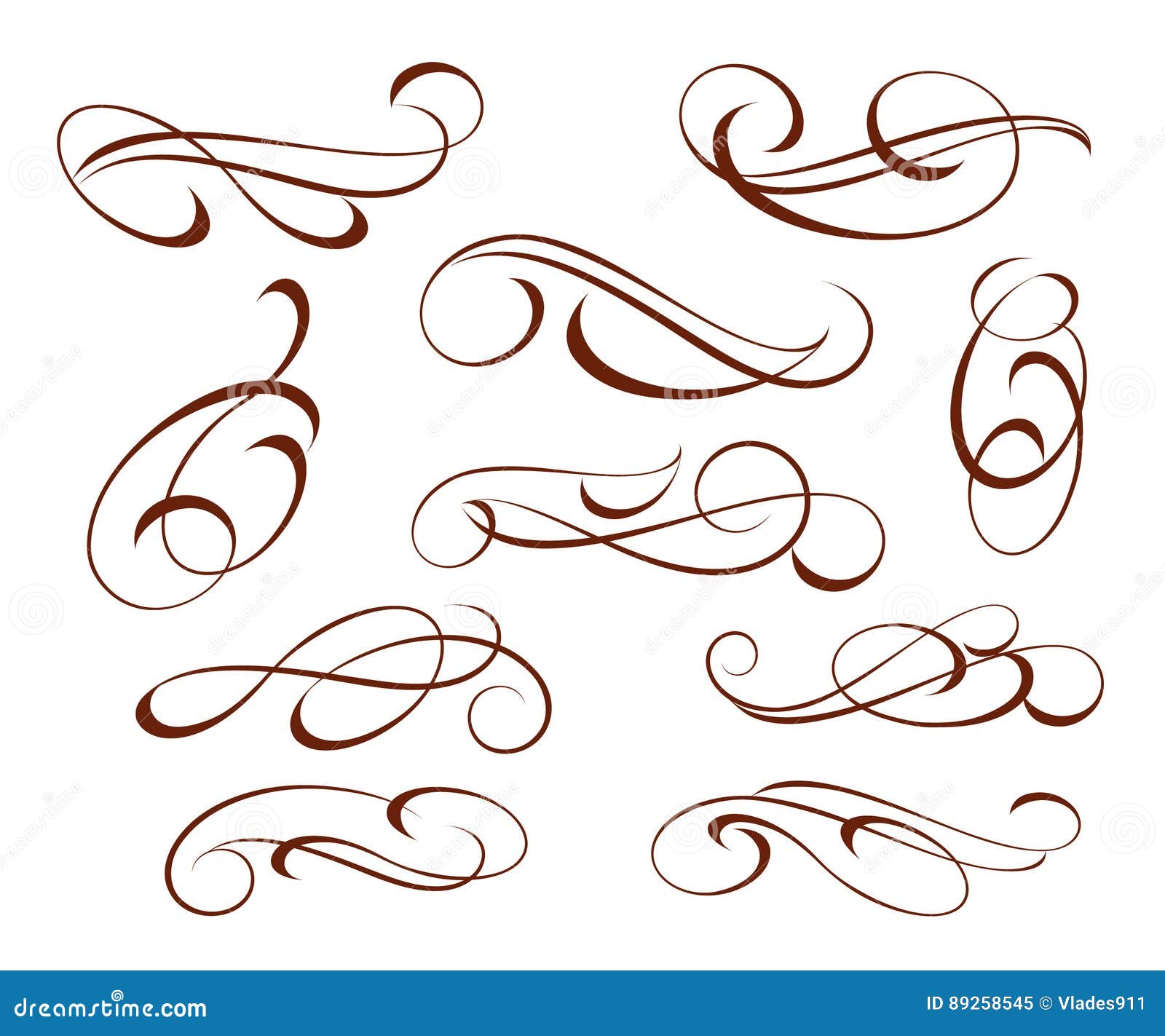 Set Decorative Elements.Brown .Vector Illustration. Stock Vector ...