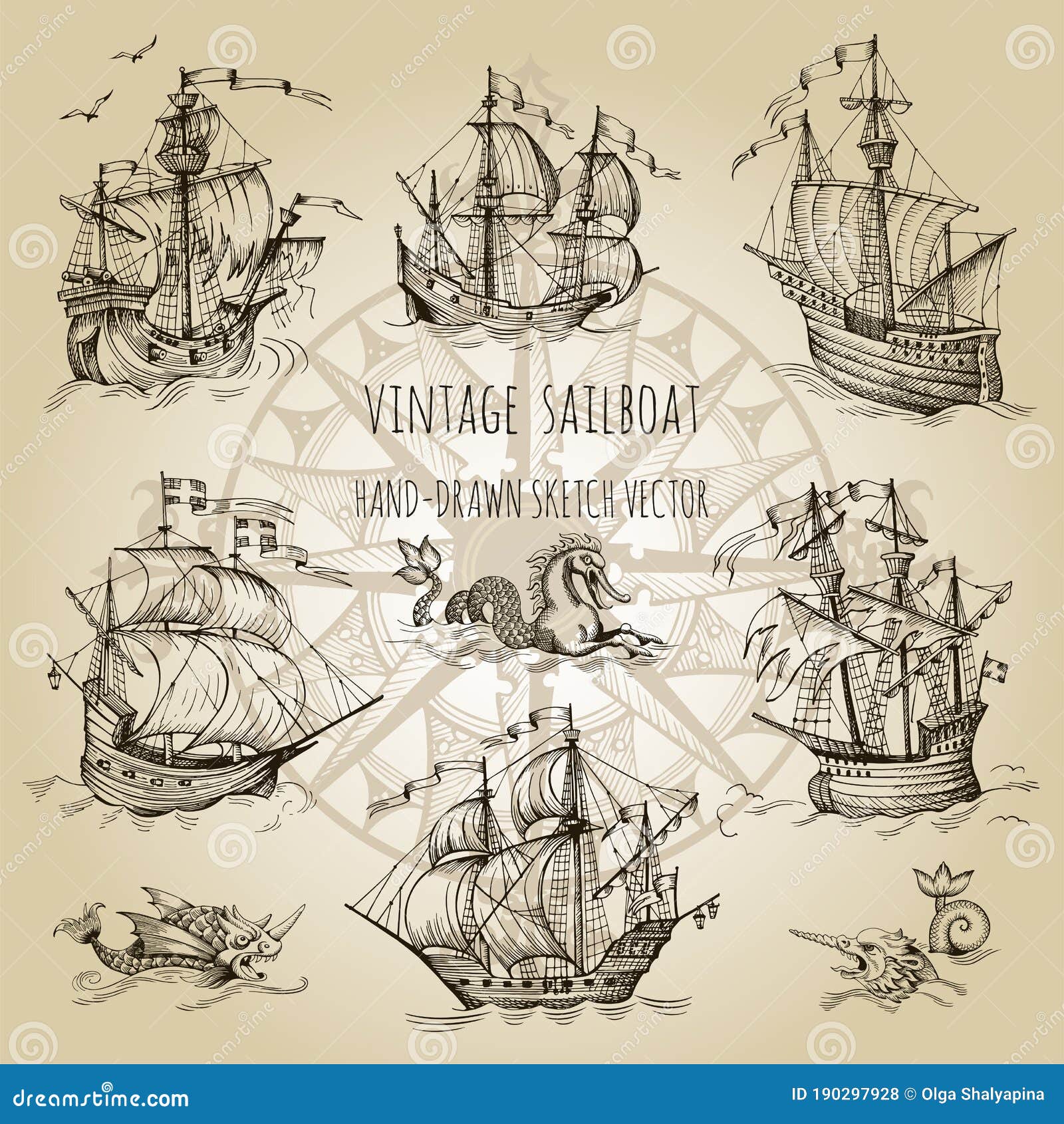 Set of Decorative Elements for the Design of an Old Geographical Map ...