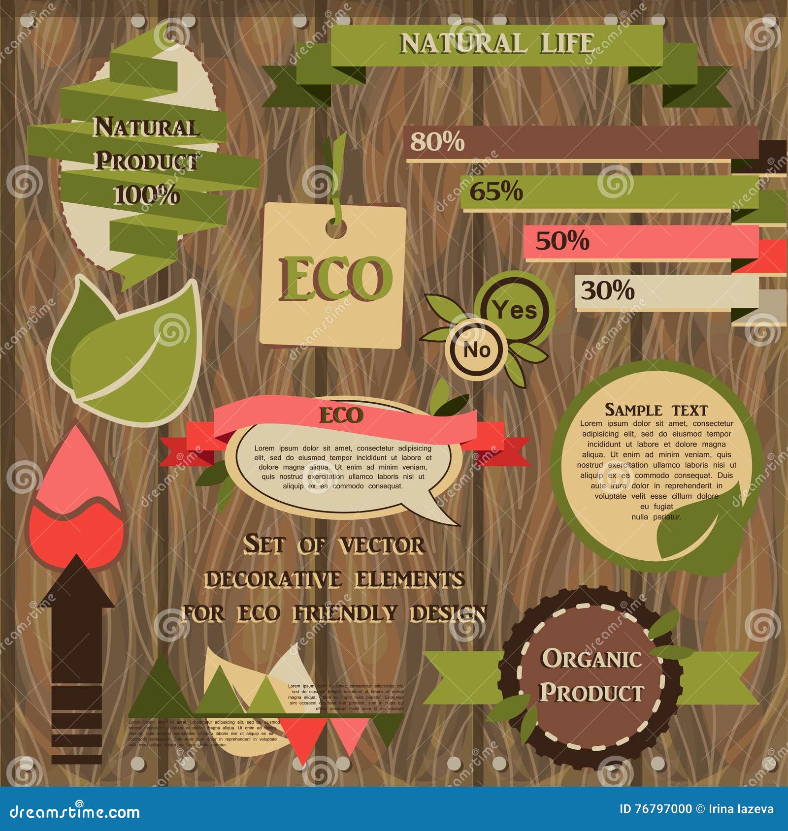 Set of Decorative Elements for Eco Friendly Design Stock Vector ...