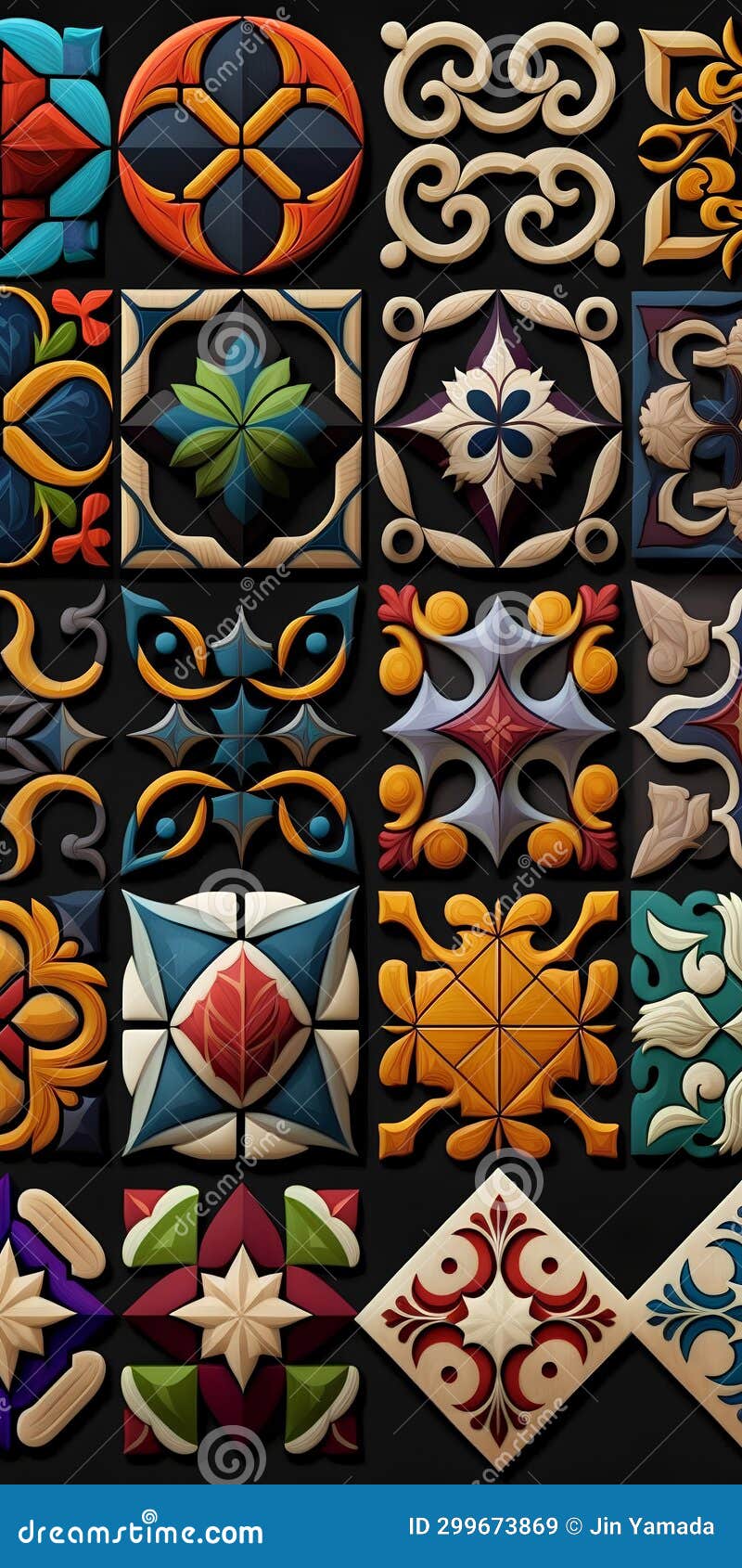 Set of Decorative Elements in the Form of Square Tiles with a Pattern ...