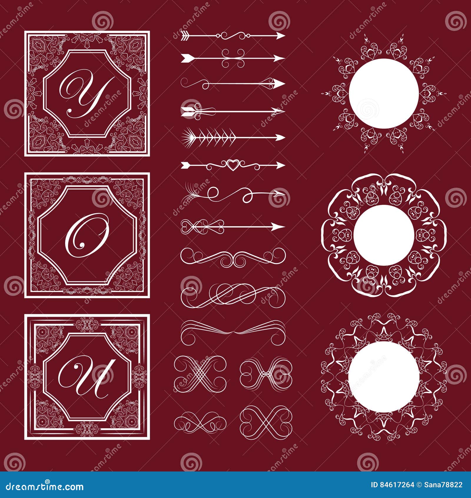 Set of Decorative Elements, Frames, Dividers, Arrows, Pointers Stock ...