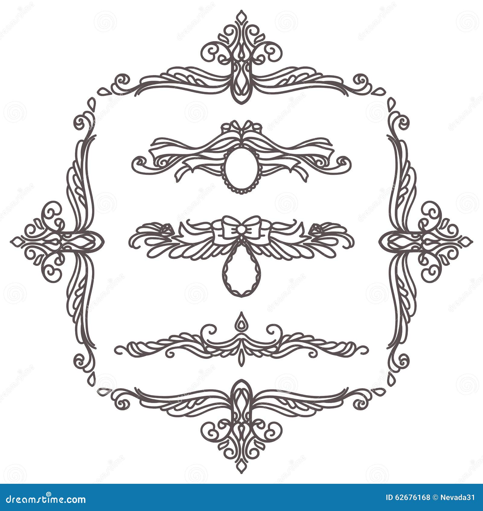 Set of decorative elements stock illustration. Illustration of classic ...