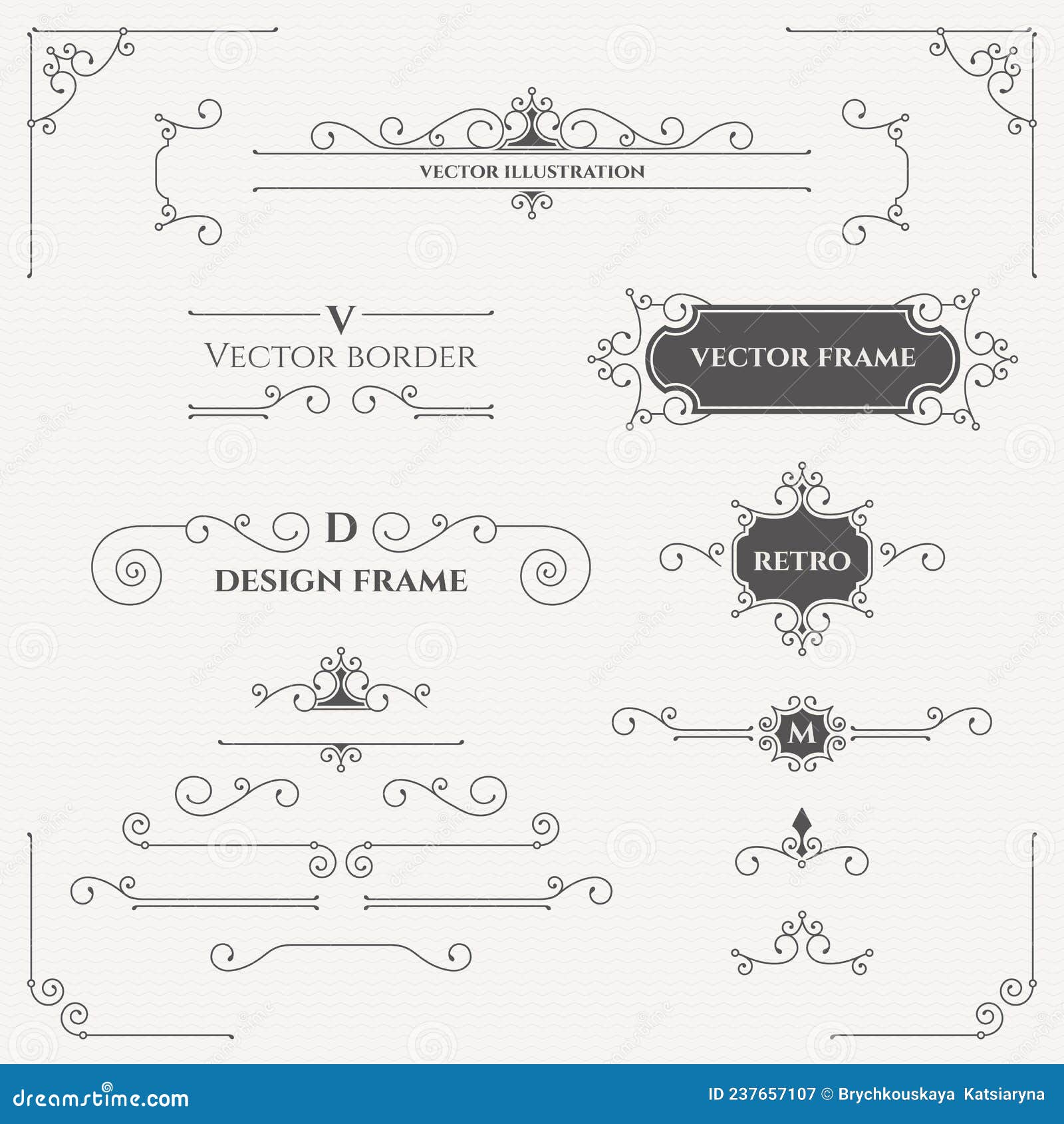 Classical Elements. Set of Decorative Monograms and Border. Stock ...