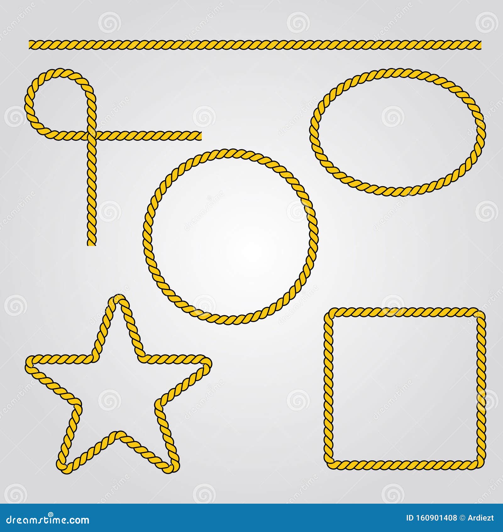 Set of Decorative Elements of the Rope. Vector Illustration Stock ...