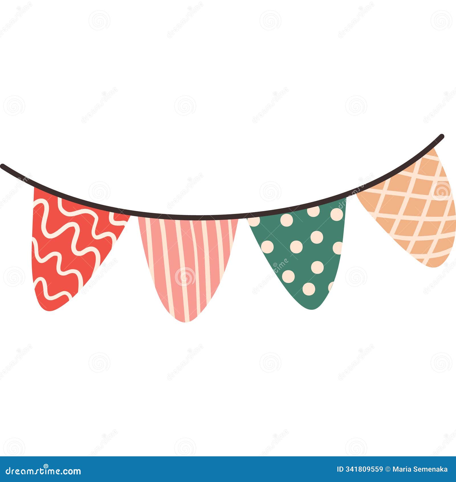 A Set of Decorative Flags Strings the Garland. Hanging Colored Flags ...