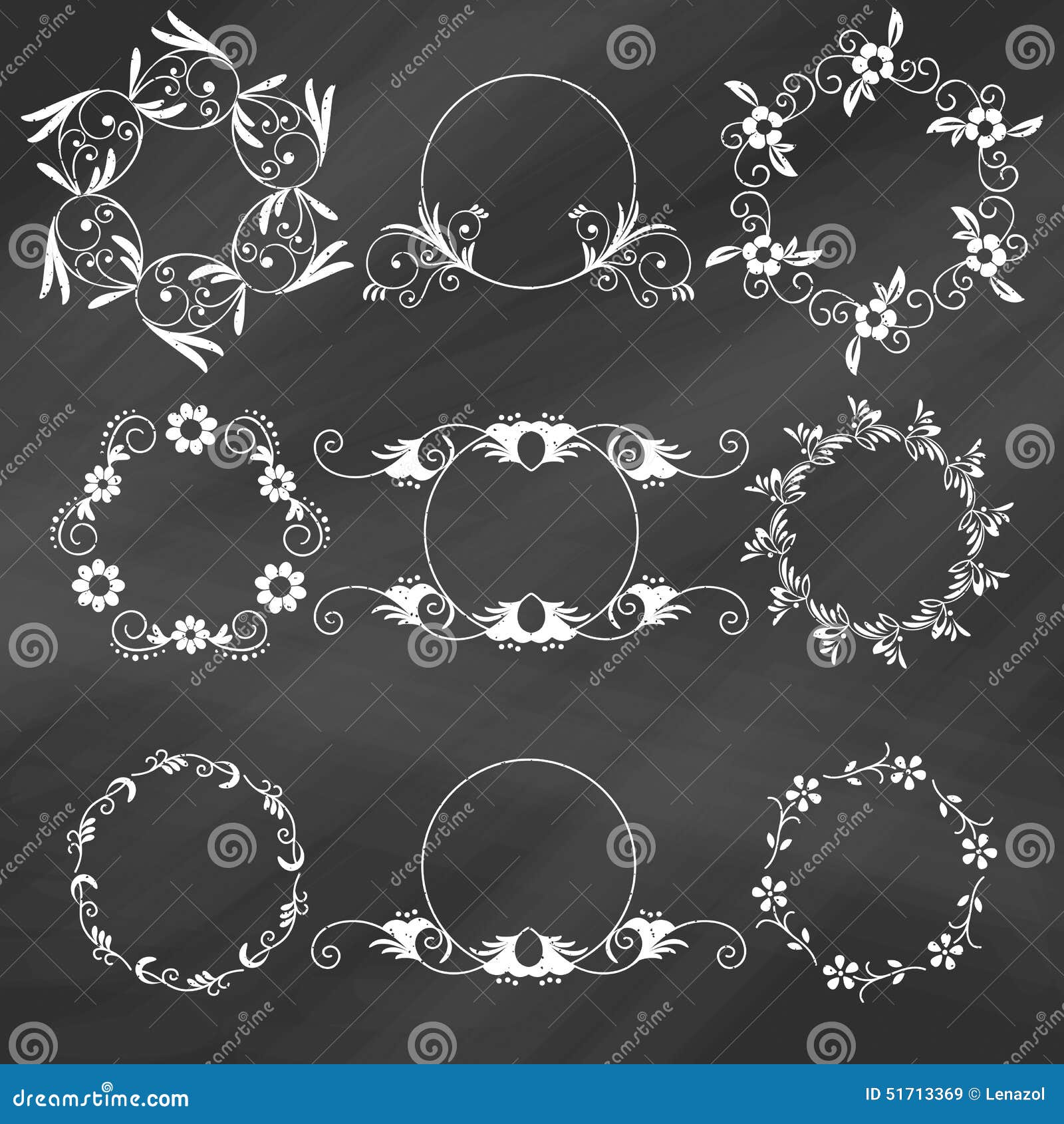 Set of Decorative Floral Design Elements Stock Vector - Illustration of ...