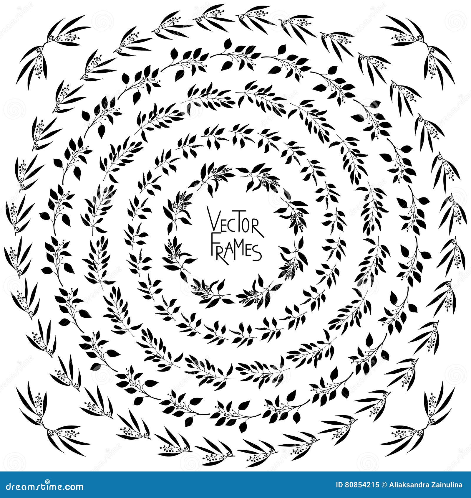 Set of Decorative Floral Round Frames and Corner Stock Vector ...