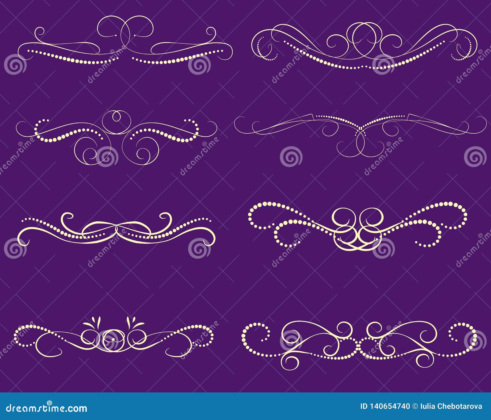 Set of Decorative Flourish Dividers, Borders Stock Illustration ...