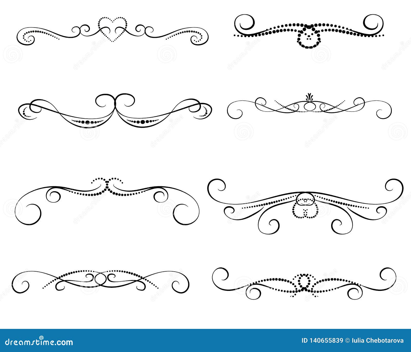 Set of Decorative Flourish Dividers, Borders Stock Illustration ...