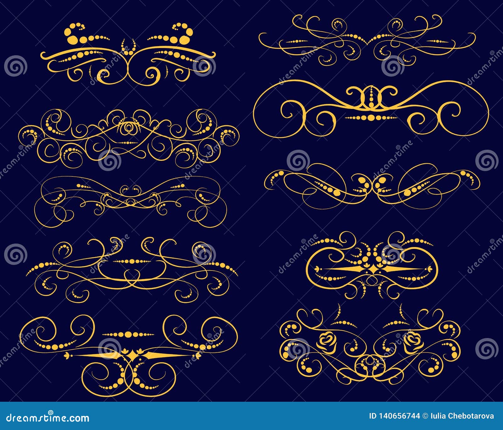 Set of Decorative Flourish Dividers, Borders Stock Illustration ...