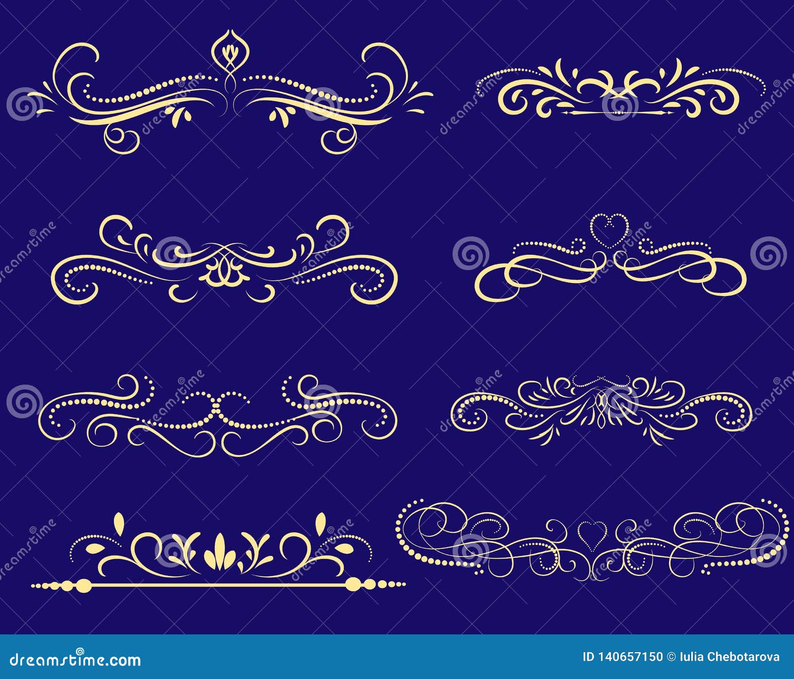 Set of Decorative Flourish Dividers, Borders Stock Illustration ...
