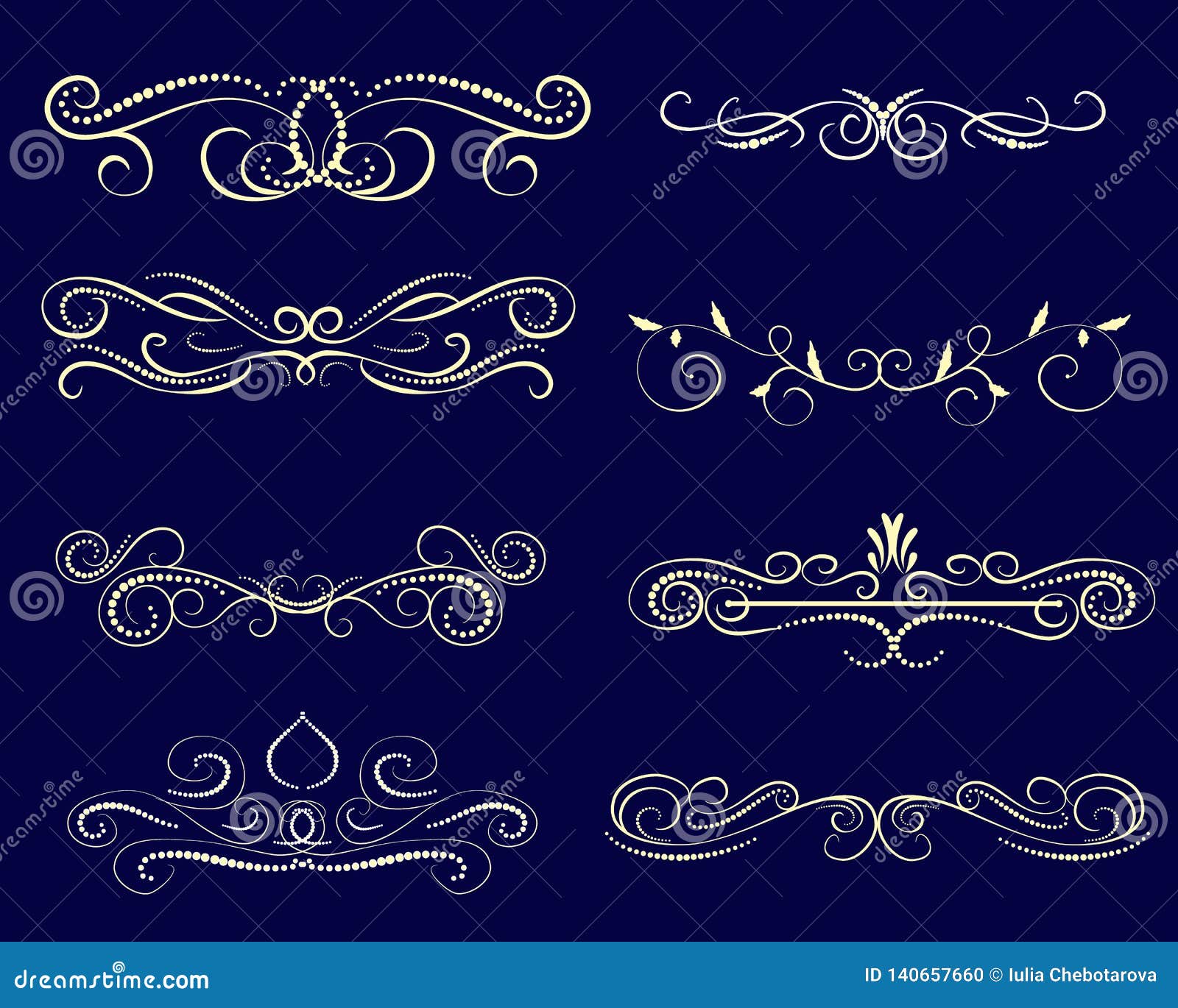 Set of Decorative Flourish Dividers, Borders Stock Illustration ...