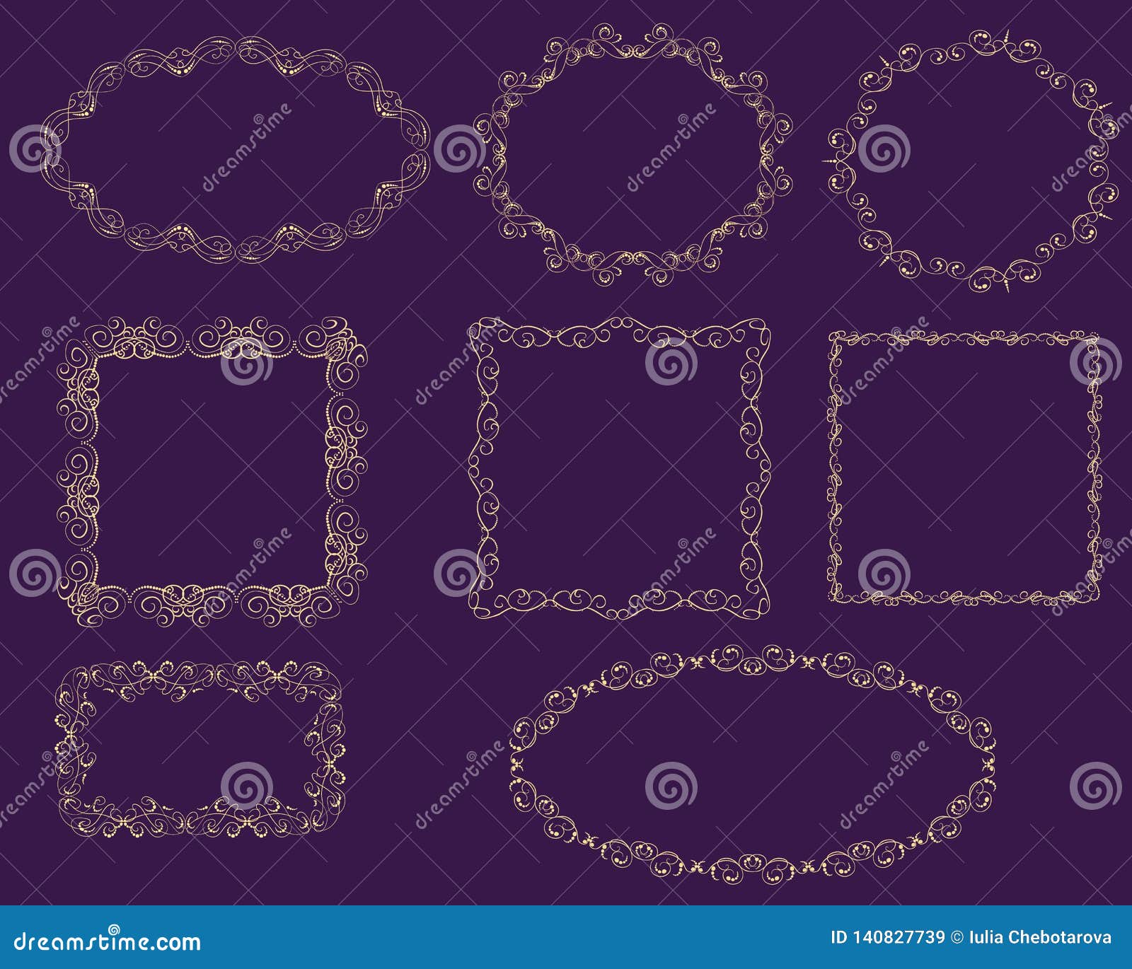 Set of Decorative Florish Frames. Stock Image - Image of circle, gold ...