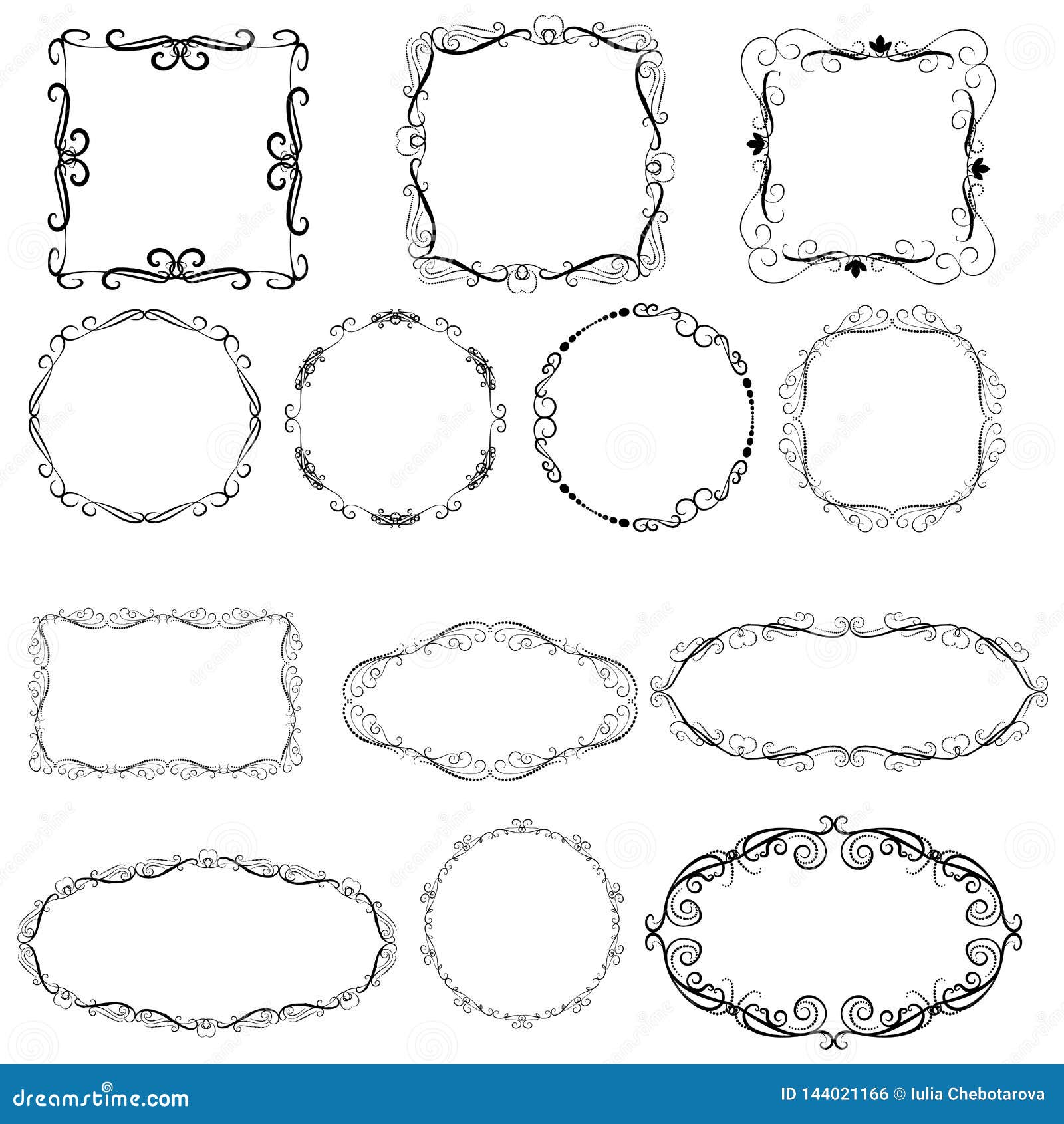 Set of Decorative Florish Frames Stock Vector - Illustration of ...