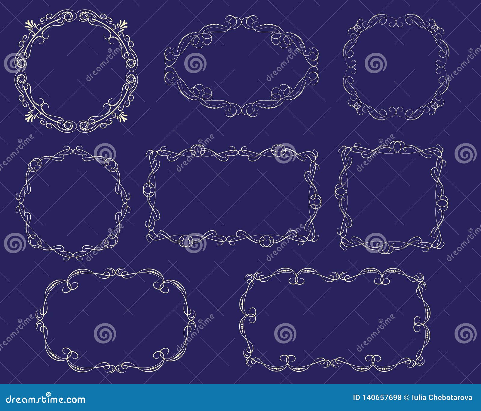 Set of Decorative Florish Frames Stock Vector - Illustration of border ...