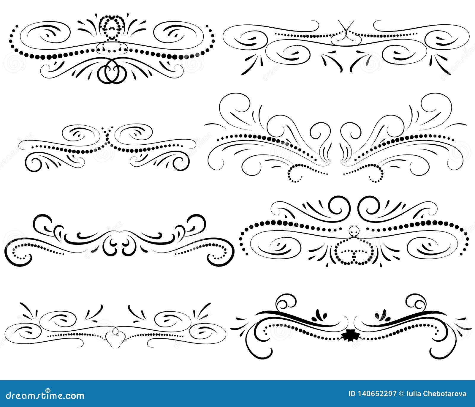 Set of Decorative Flourish Dividers, Borders Stock Vector ...