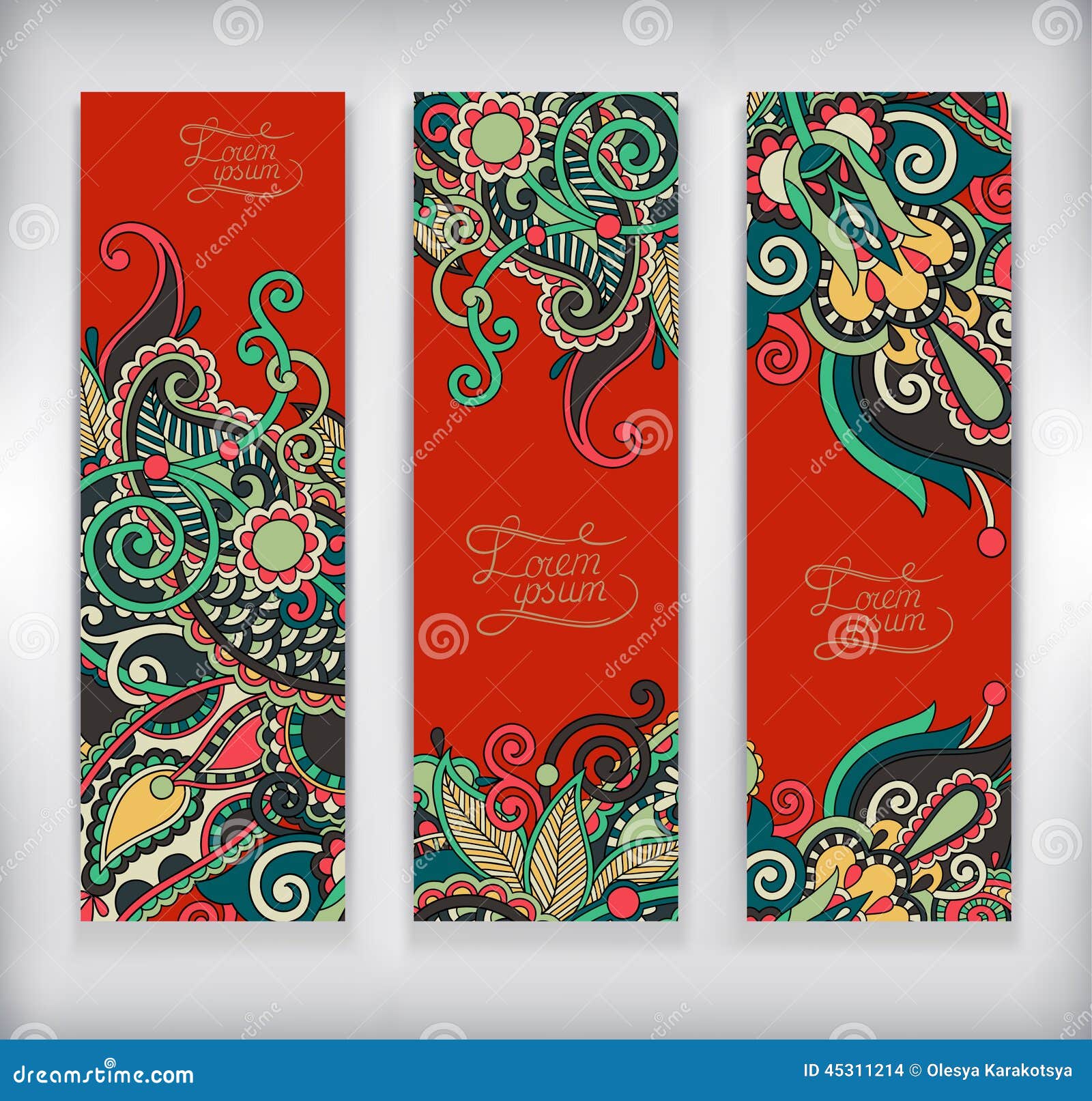 Set of Decorative Flower Template Banner, Card, Stock Vector ...