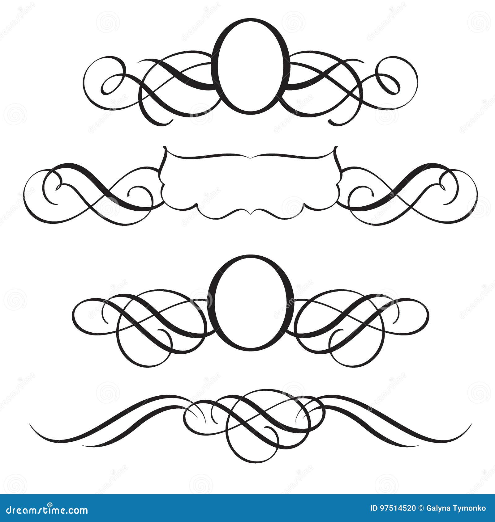 Set of Decorative Frame and Borders Art. Calligraphy Lettering Vector ...