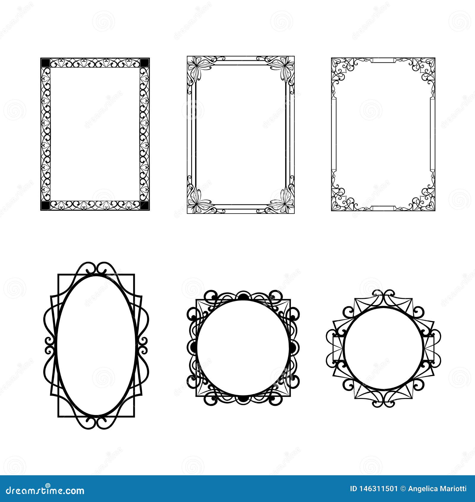 Vector Decorative Frames and Borders Set Stock Vector - Illustration of ...