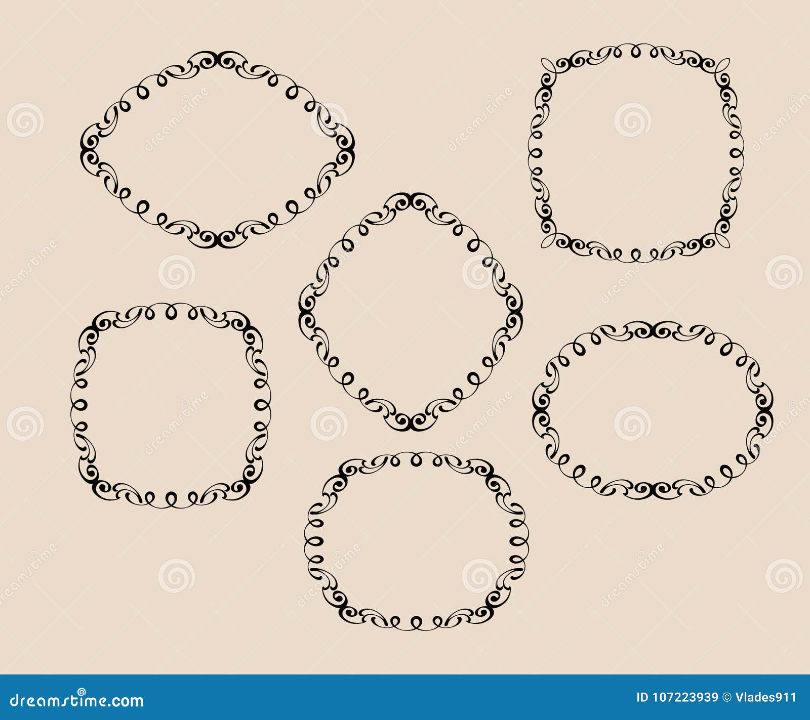 Set Decorative Frames.Illustration Vintage Stock Vector - Illustration ...