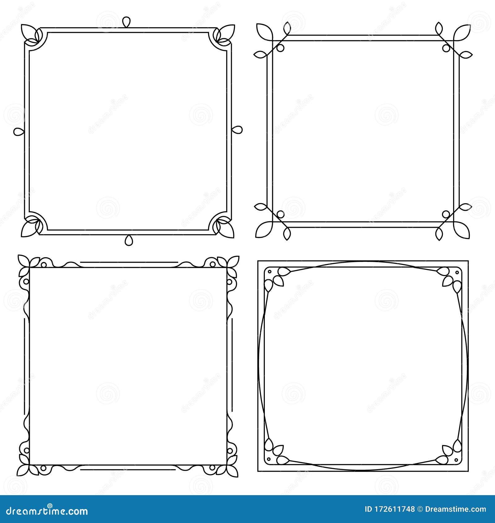 Set of Decorative Frames with a Pattern Isolated on White Background ...