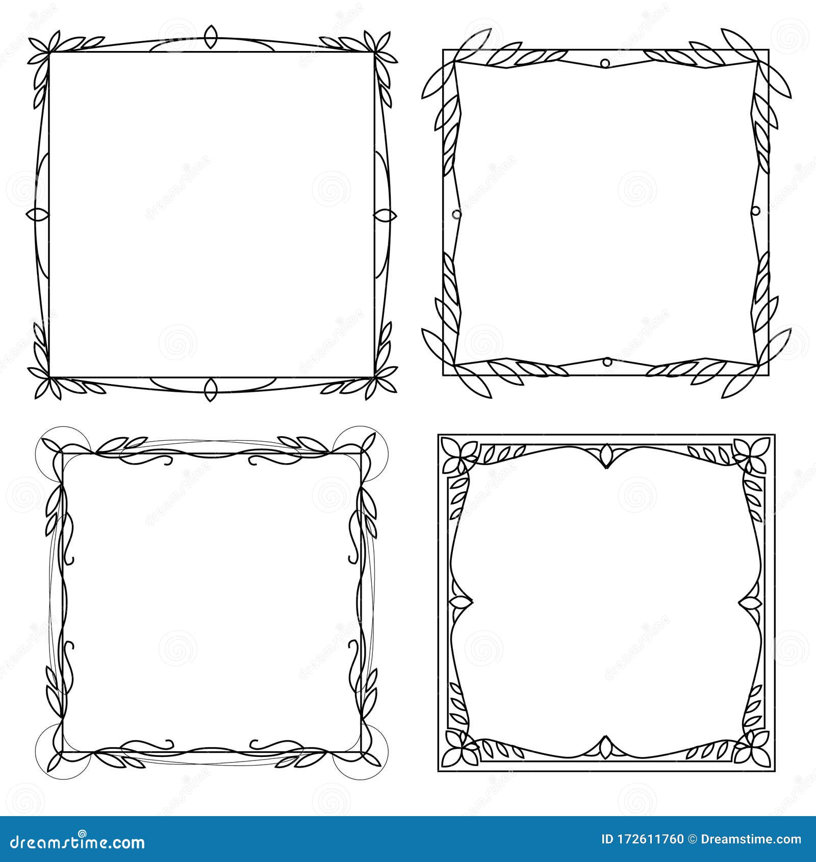 Set of Decorative Frames with a Pattern Isolated on White Background ...