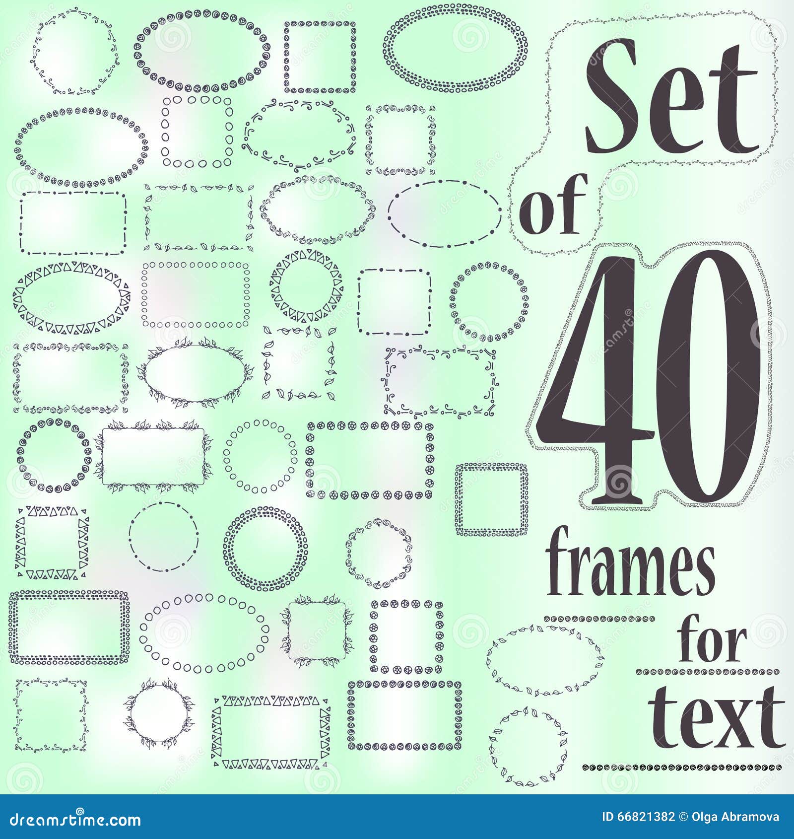 Set of 40 Decorative Frames for Text with Geometric and Floral Pattern ...