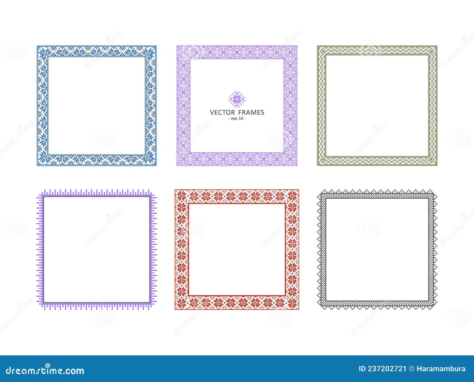 Set of Decorative Frames with Traditional Cross-stitch Elements ...