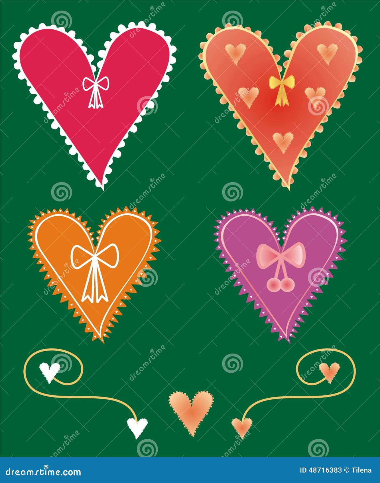 Set of Decorative Heart Shapes Stock Vector - Illustration of elegance ...