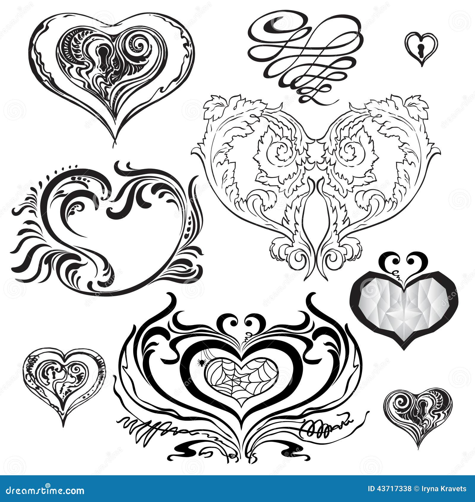 Set of Decorative Hearts in Different Styles. Stock Vector ...