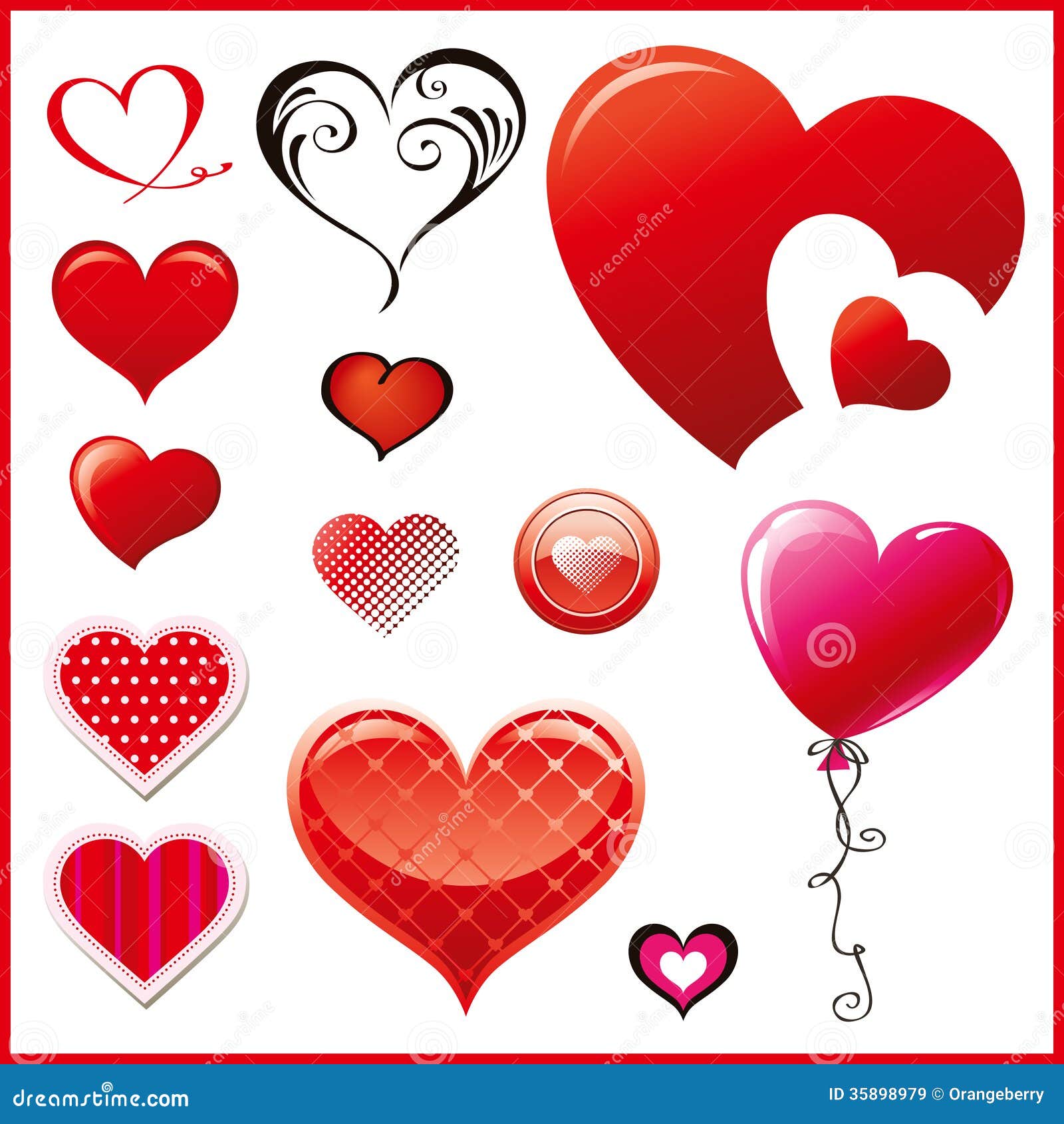 Set of decorative hearts stock vector. Illustration of heart - 35898979