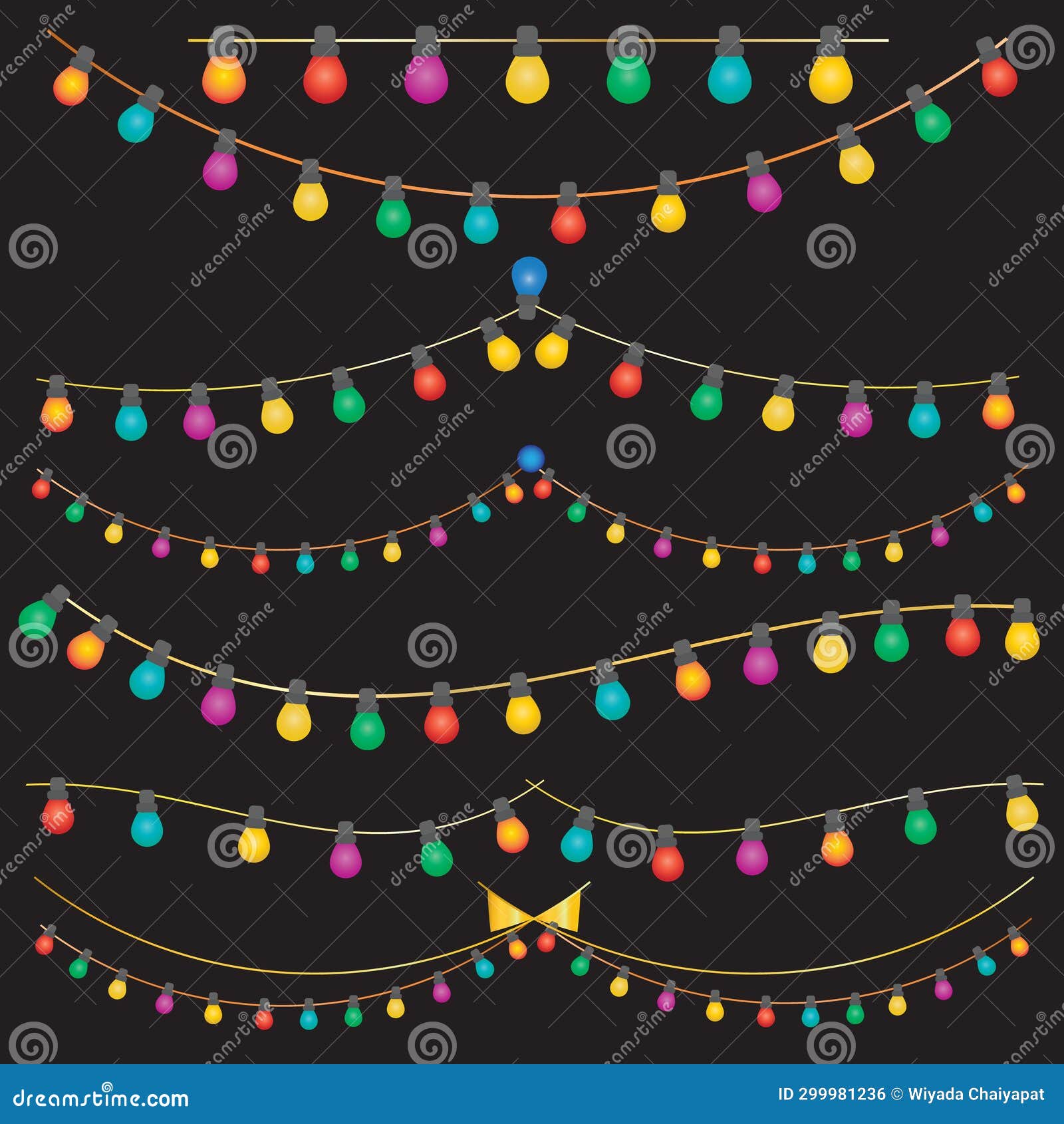 Set of Decorative Lights for Parties and Gatherings Stock Illustration ...