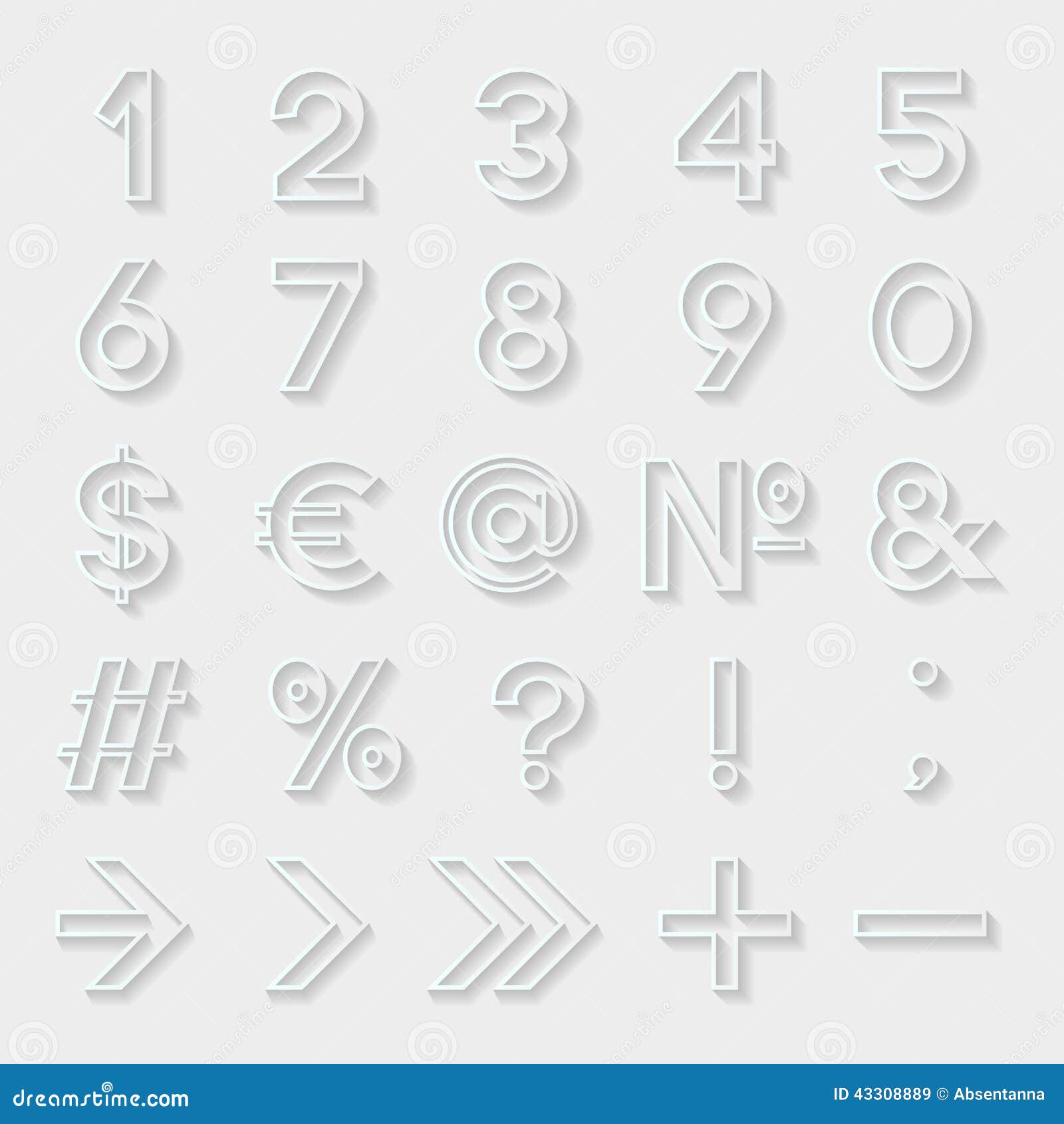 Set of Decorative Numbers and Symbols Stock Vector - Illustration of ...