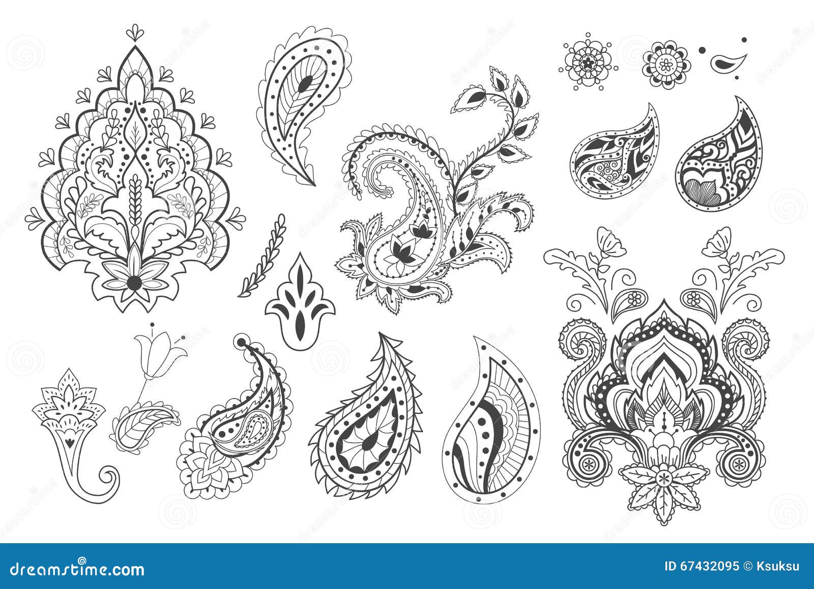 Set of Decorative Paisley Templates Stock Vector - Illustration of ...