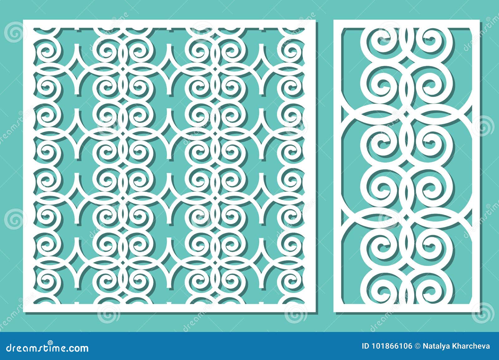 Set Decorative Panel Laser Cutting. Wooden Panel. Modern Elegant ...