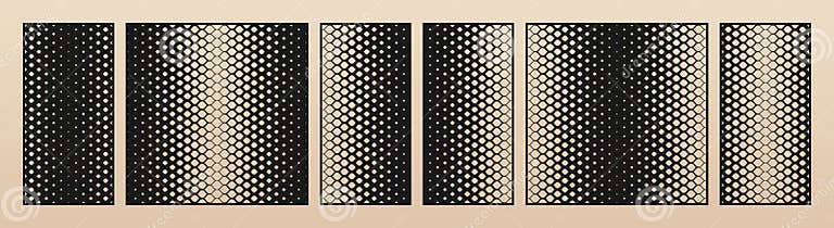 Set of Decorative Panels for Laser Cutting. Vector Halftone Mesh ...