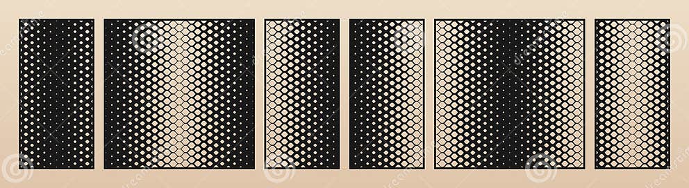 Set of Decorative Panels for Laser Cutting. Vector Halftone Mesh ...