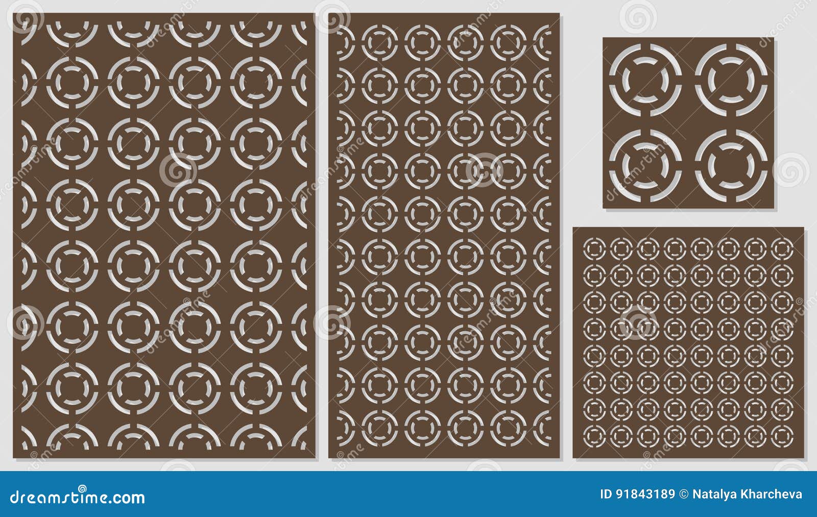 Set of Decorative Panels Laser Cutting. a Wooden Panel. Modern Elegant ...