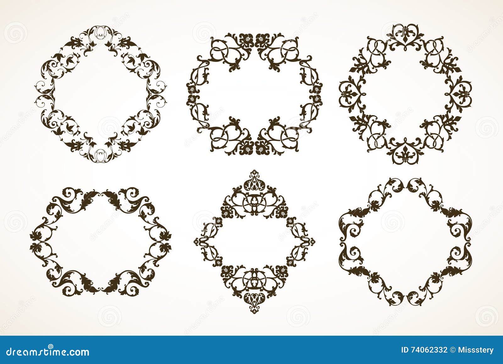 Set of Decorative Patterned Frames Stock Vector - Illustration of decor ...